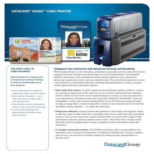 Impresora de Credenciales Datacard sd460 folleto | PDF