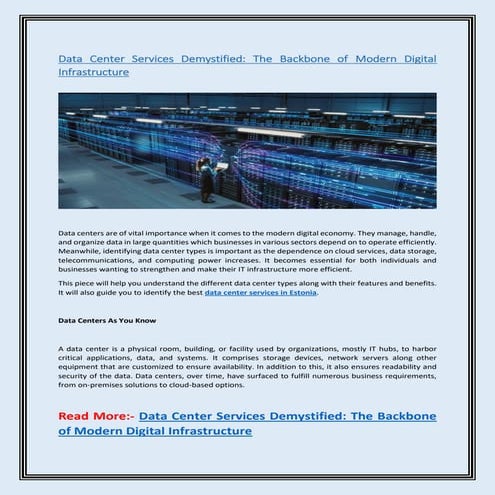 Data Center Services Demystified: The Backbone of Modern Digital ...