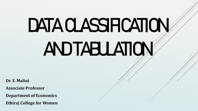 Data Classification And Tabulation 1pdf