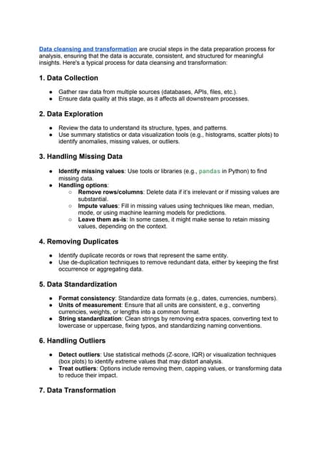 Data Cleansing And Transformation Processdocx
