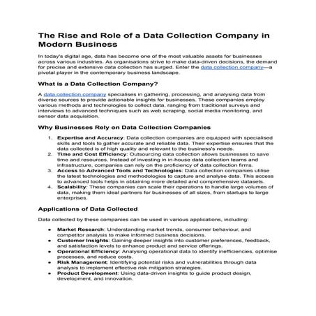 The Rise and Role of a Data Collection Company in Modern Business | PDF ...