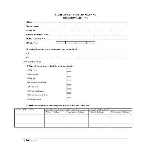 Data collection wash questionnaire (3) | PDF | Water Services | Home ...
