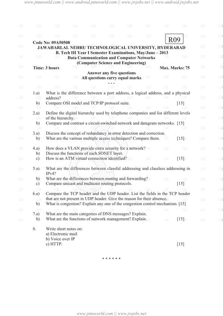 CN Assignment questions 5th sem important | PDF