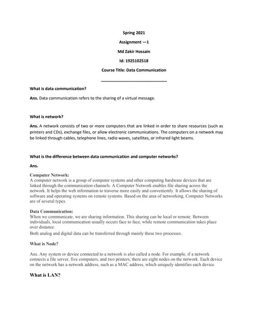 Introduction to Computer Networks Lecture slides ppt | PPT