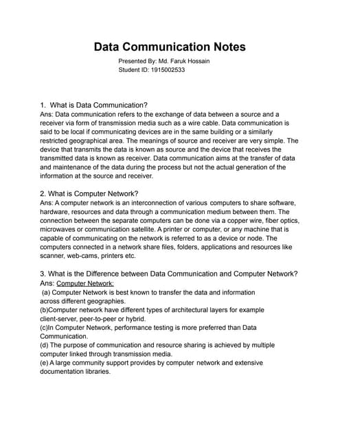 Data communication assignment 1 | PDF