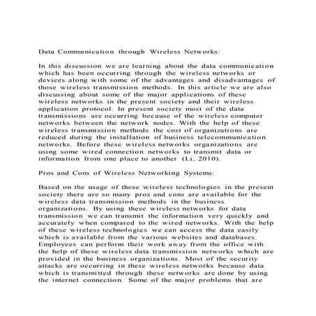 Data Communication through Wireless NetworksIn this discuss | PDF