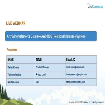Webinar Archiving Salesforce Data Into Aws Rds Ppt