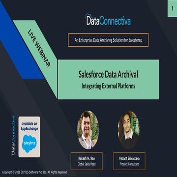 WEBINAR: Salesforce Data Archive using External Platforms (AWS, Azure, Heroku, Google Cloud, On ...