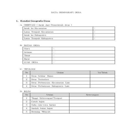 Data demografi desa | DOCX