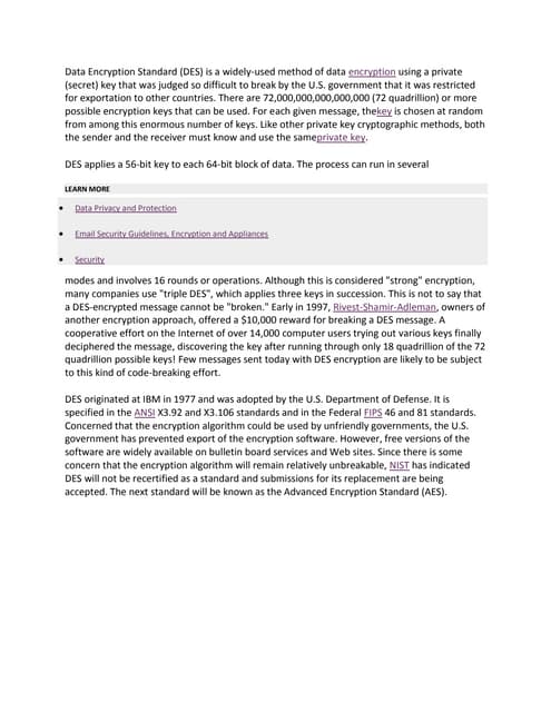 Aes Advanced Encryption Standard Ppt