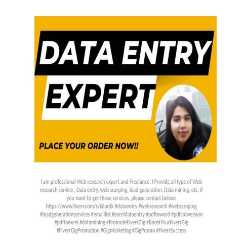 Data entry expert, Data Entry, Copy Paste, Excel Data Entry, Web Research, Web Scraping, Typing ...