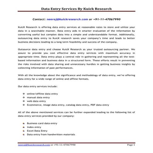 Data entry outsourcing | PDF