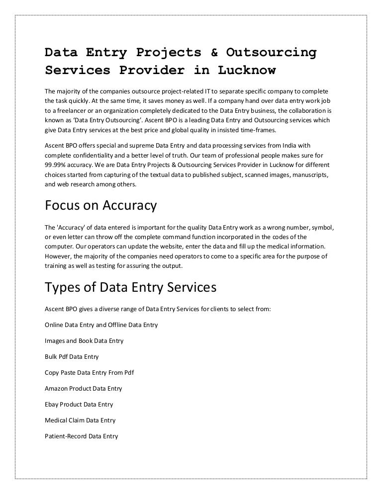 Data entry projects converted