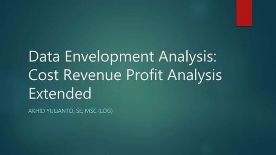 Implementasi alat analisis dea (data envelopment analisys | PPT