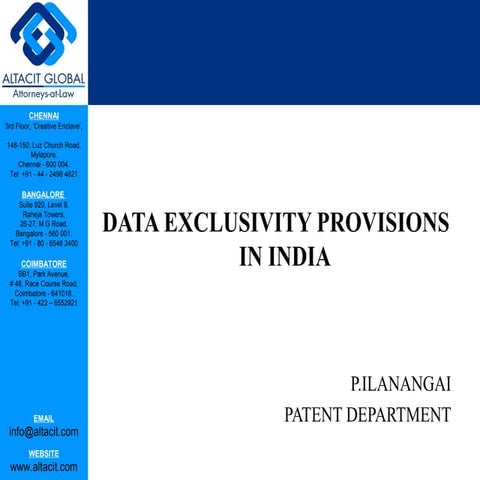 Data exclusivity provisions in India | PPT