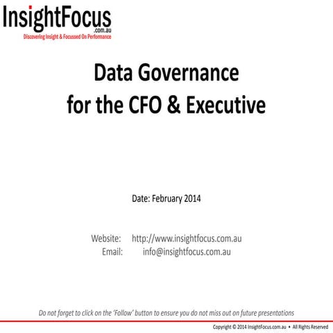 Data Governance for the CFO and the Executive Team | PPT