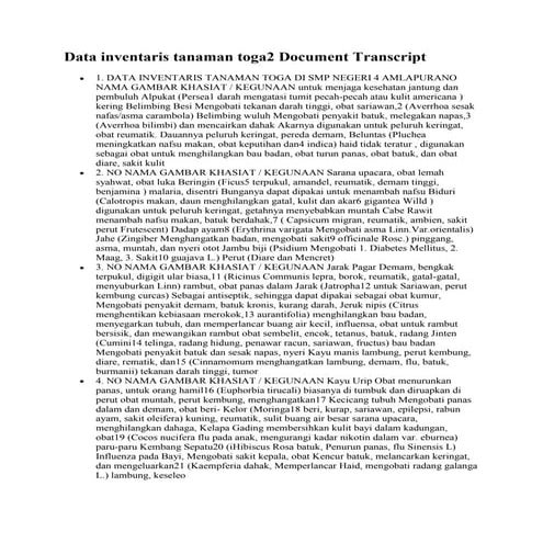 Data inventaris tanaman toga2 document transcript | DOCX