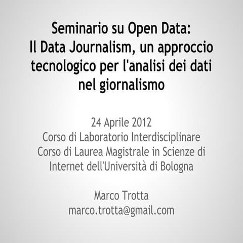 Il Data Journalism, un approccio tecnologico per l'analisi dei dati nel giornalismo | PDF ...