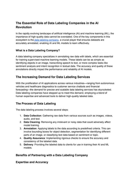 Data Labeling Company: The Backbone of AI Development | PDF