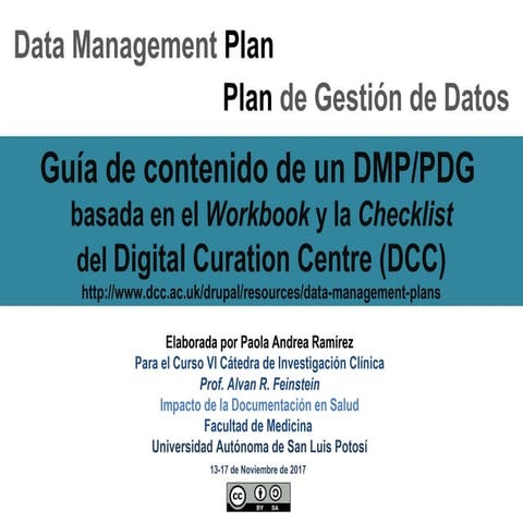 Plan de Gestión de Datos / Data Management Plan | PPT