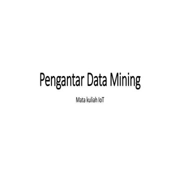 Pengantar Data Mining di Teknik Lingkungan | PPT