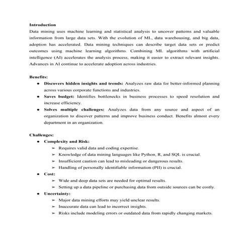 Understanding Data Mining Benefits Challenges And How Ai And Ml Help Pdf