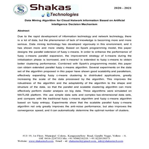 Data Mining Algorithm For Cloud Network Information Based On Artificial Intelligence Decision