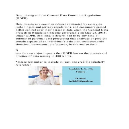 Data mining and the General Data Protection Regulation (GDPR)Da.docx