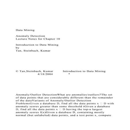 Data Mining Anomaly Detectionlecture Notes For Chaptdocx 8315