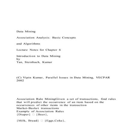 Data Mining Association Analysis Basic Concepts A Pdf