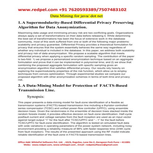 Data Mining Projects Topics For Java And Dot Net Pdf
