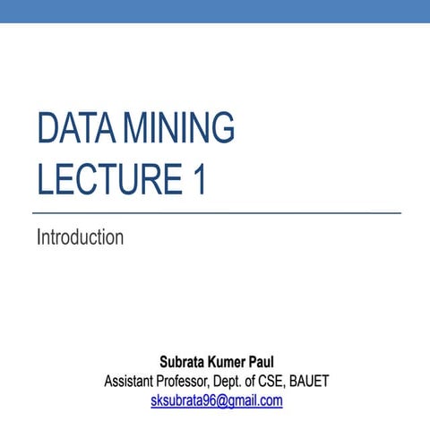 Data Mining Lecture 1 Pptx