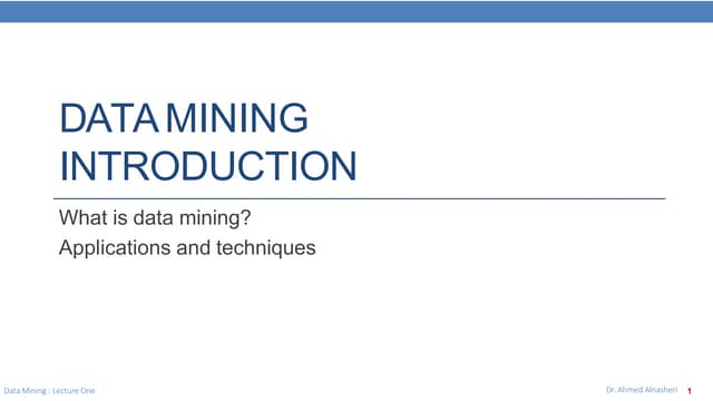 Datamininglecture1introductionpptx Databases Computer Software