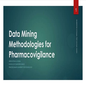 Data mining methodologies for pharmacovigilance | PPTX