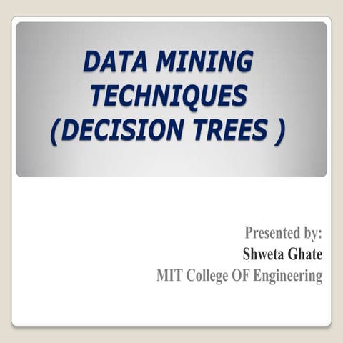 Data Mining Technique Decision Tree Pptx Computer Software And Applications Computing