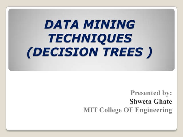 Data Mining Technique Decision Tree Pptx Computer Software And Applications Computing