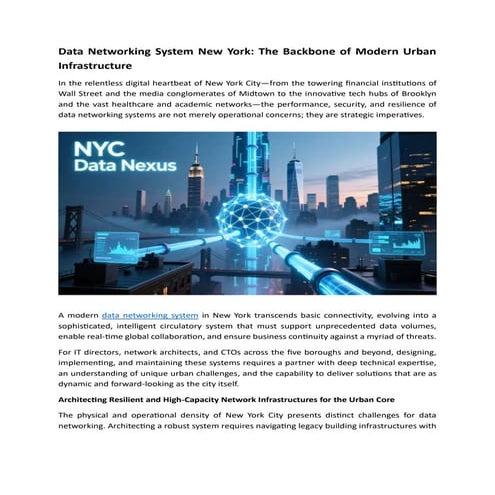 Data Networking System New York The Backbone of Modern Urban ...