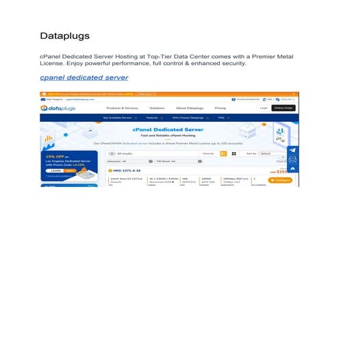 cPanel Dedicated Server Hosting at Top-Tier Data Center comes with a Premier Metal L | DOCX