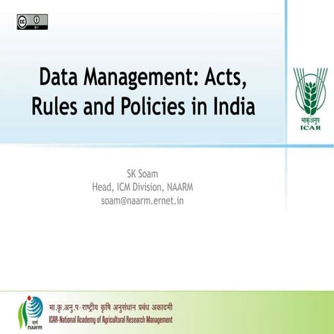 Data Management: Acts, Rules and Policies in India | PPT
