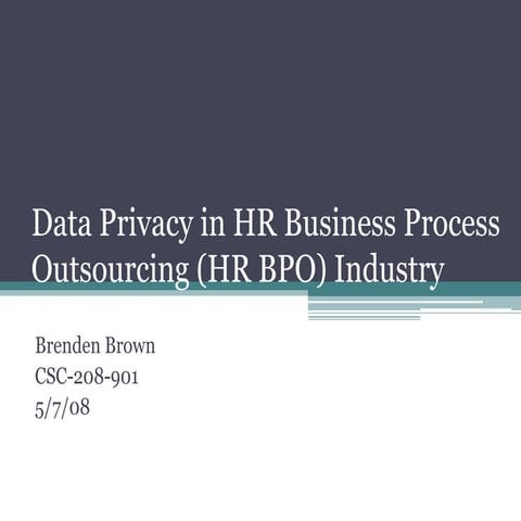 Data Privacy in HR Business Process Outsourcing | PPTX