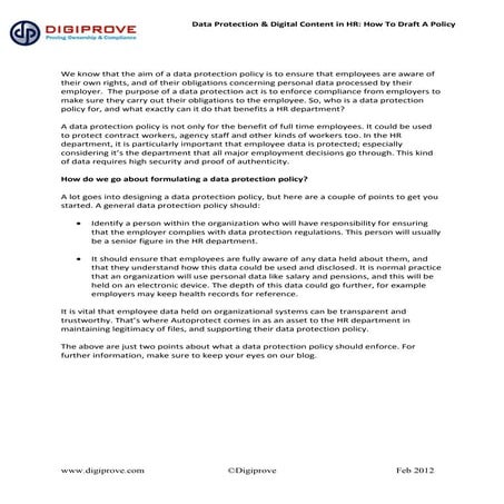 Data protection in HR | PDF