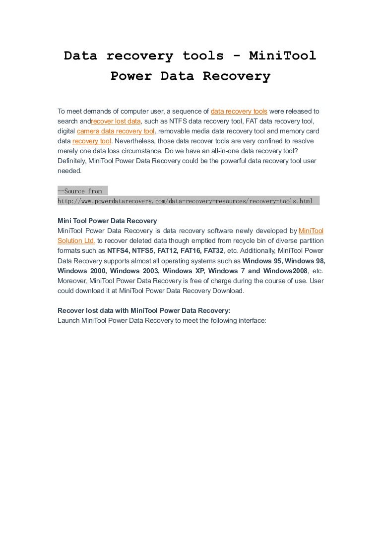 Data recovery tools mini tool power data recovery