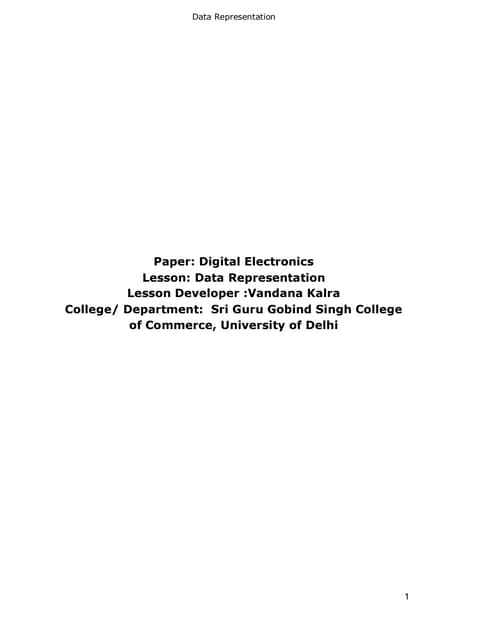 Computer Data Representation | PPT | Computing | Technology & Computing