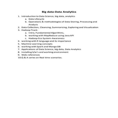 Data science suresh-trainer-contents | DOCX