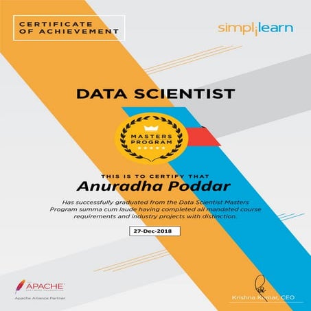 Data science Masters Certificate | PDF