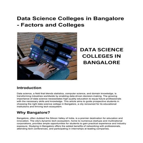 Data Science Colleges in Bangalore - Factors and Colleges.pdf