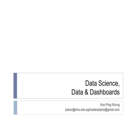 Data Science, Data & Dashboards Design | PPT