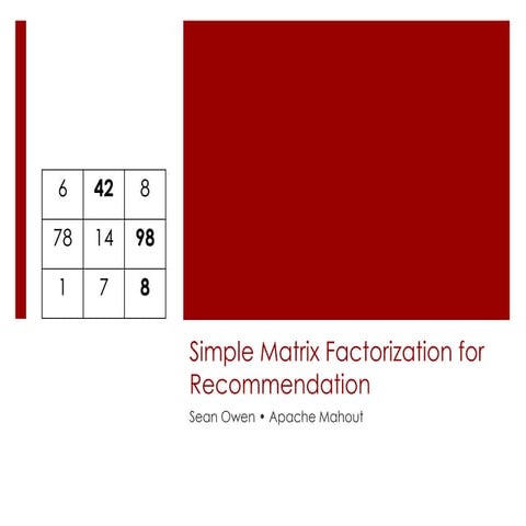 Simple Matrix Factorization For Recommendation In Mahout Pptx Computing Technology And Computing