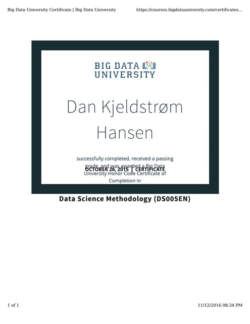 Big Data University DS0105EN Certificate _ Big Data University | PDF