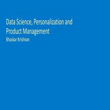 Data Science, Personalisation & Product management | PPTX